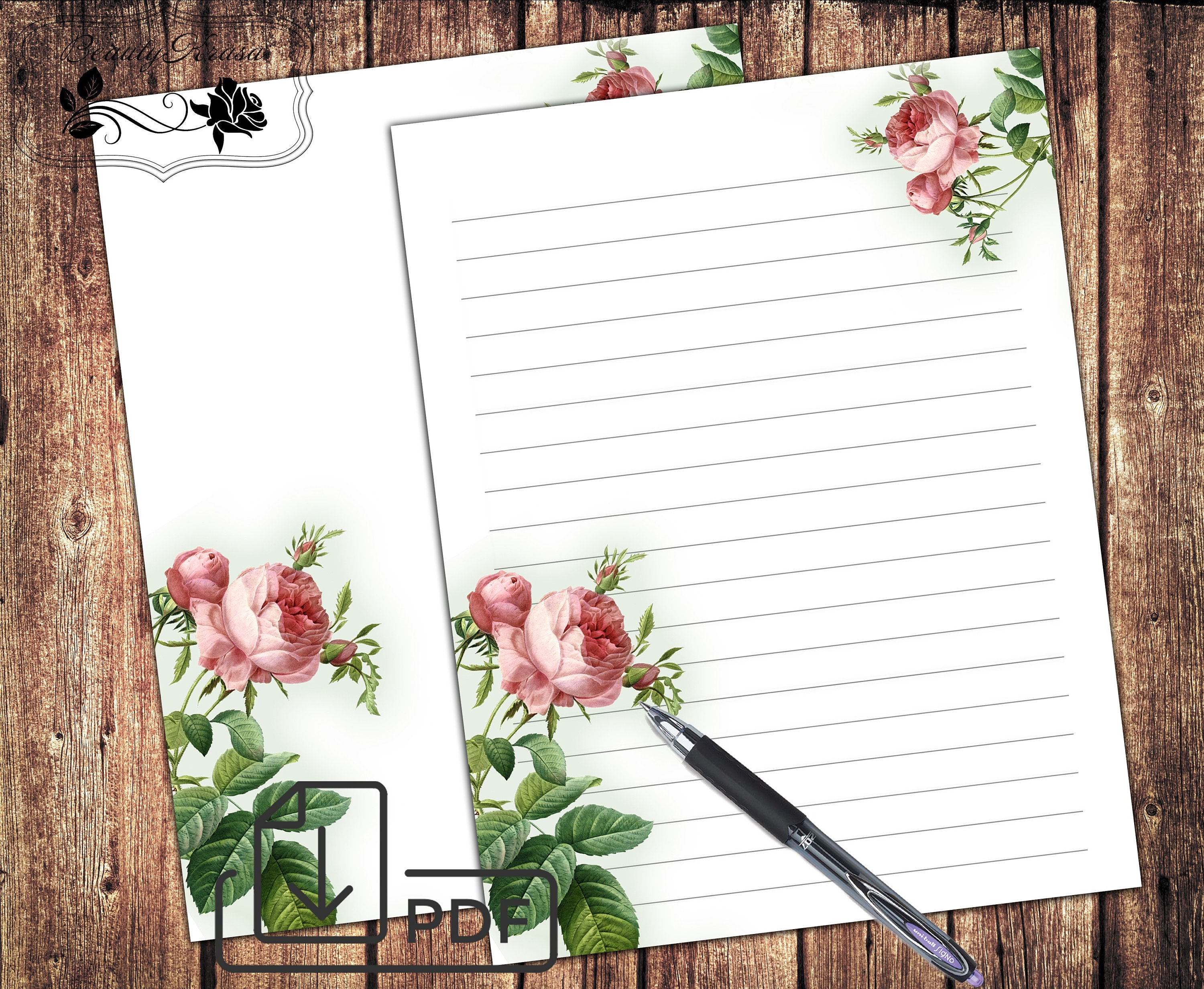 Stationary Setprintable Floral Letter Writing Paper&envelope - Etsy