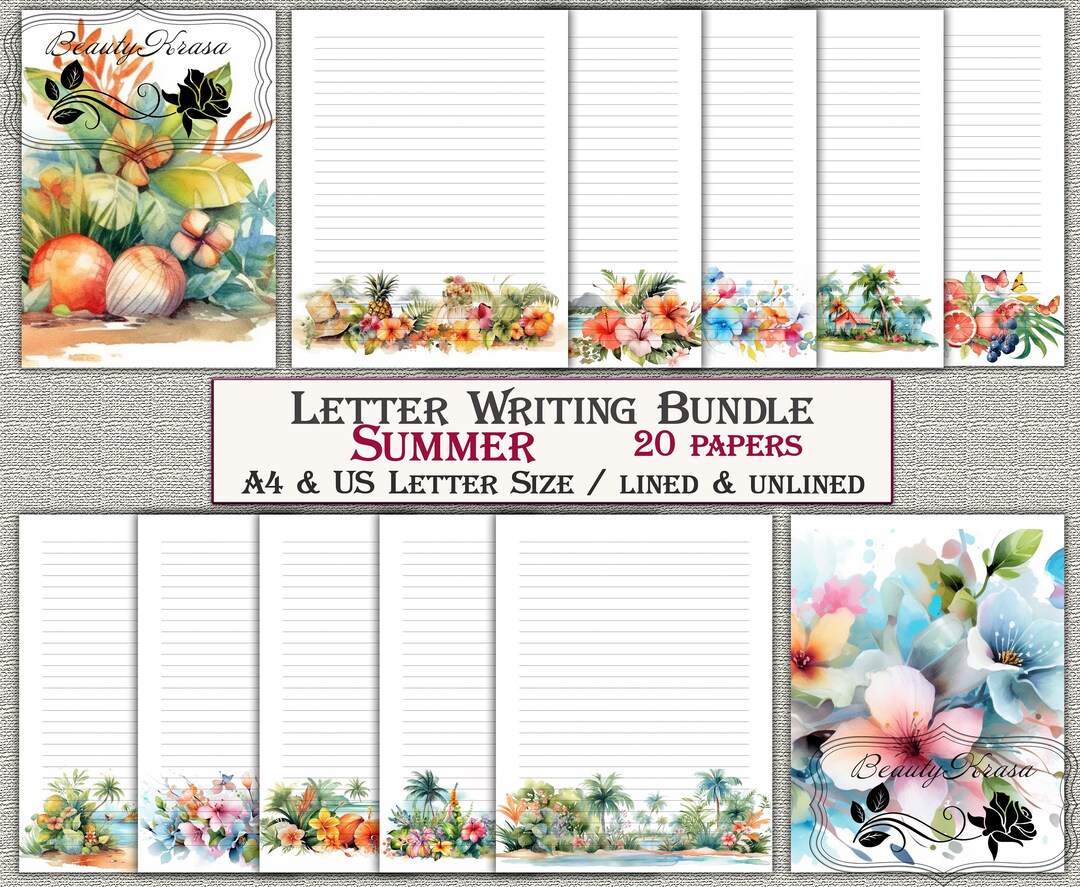 Letter Bundle Writing Stationery Set,printable Stationary Summer ...