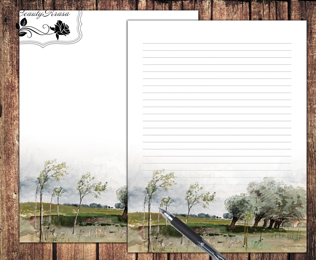 Forest Landscape Stationery Letter Writing Set,printable Letters ...