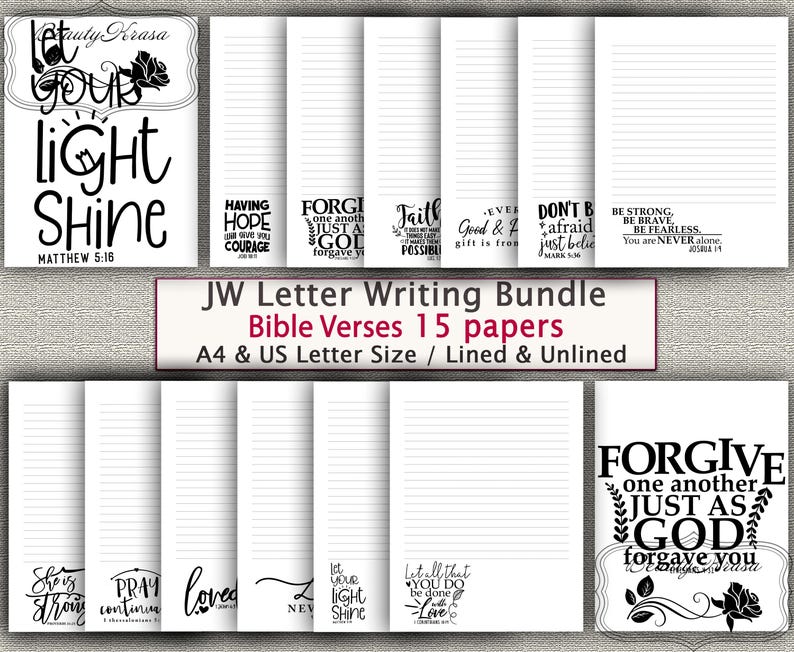 JW Letter Bundle Writing Stationery Set,printable Stationary Bible ...
