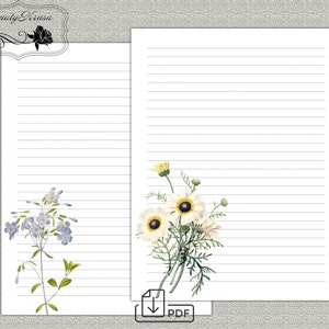 Letter Writing Bundle,vintage Wildflowers Printable Stationery,unlined ...