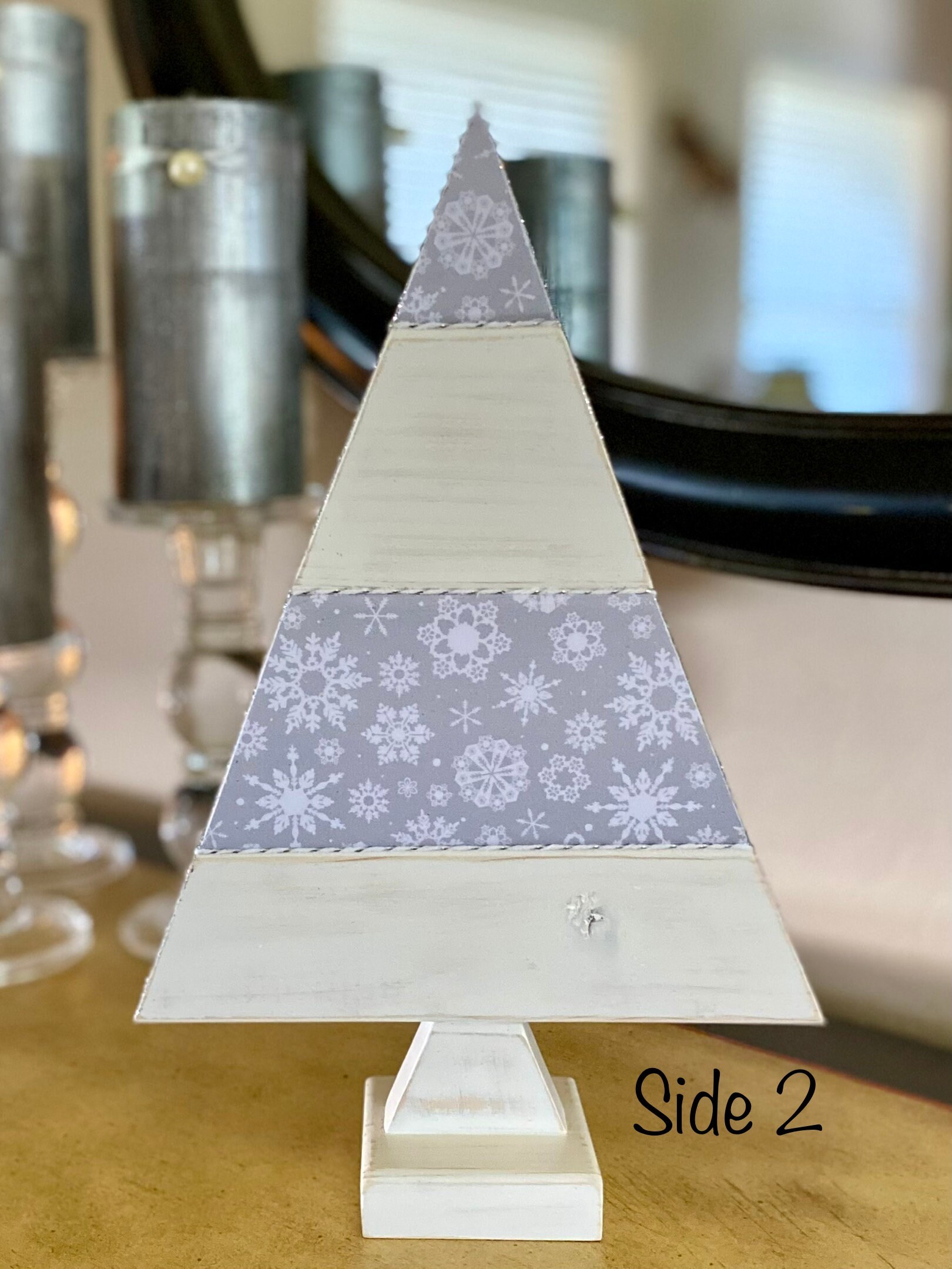 Gray/white Glitter Wood Christmas Tree, Wood Christmas Tree Decor ...