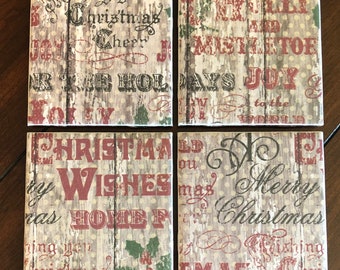 Christmas Topiaries Ceramic Tile Coasters set of 4 - Etsy
