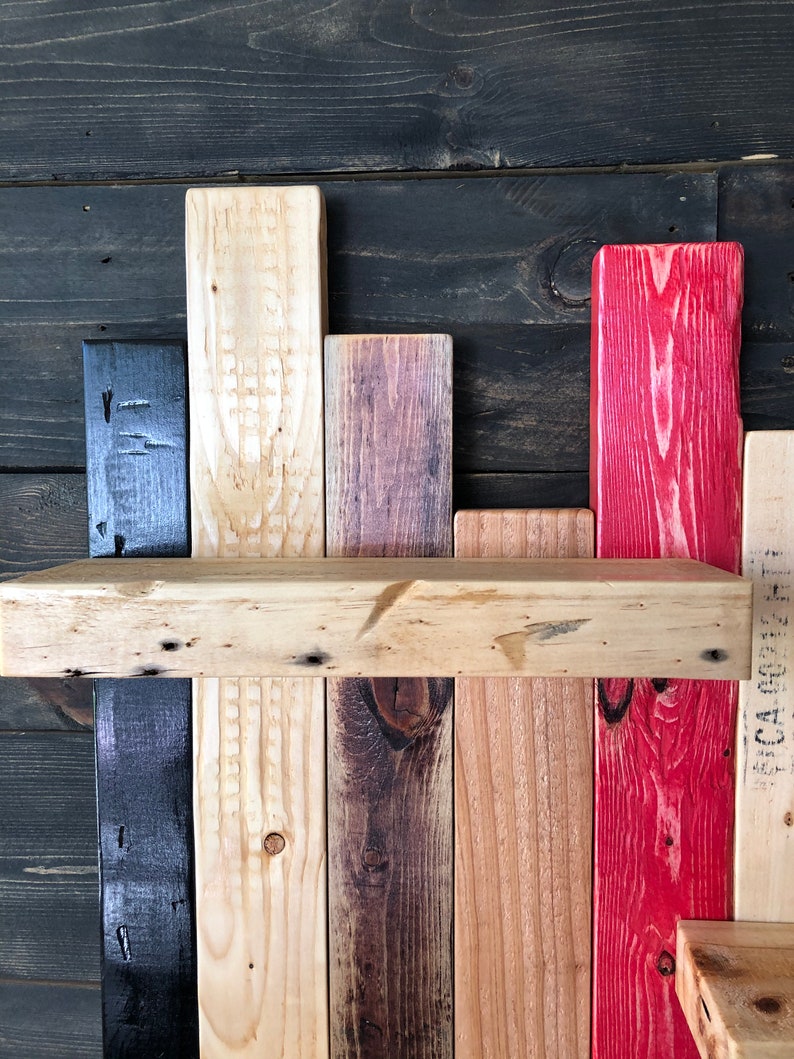 Reclaimed Wood Wall Shelf W/knobs, Living Room Wall Shelf, Rustic Coat ...