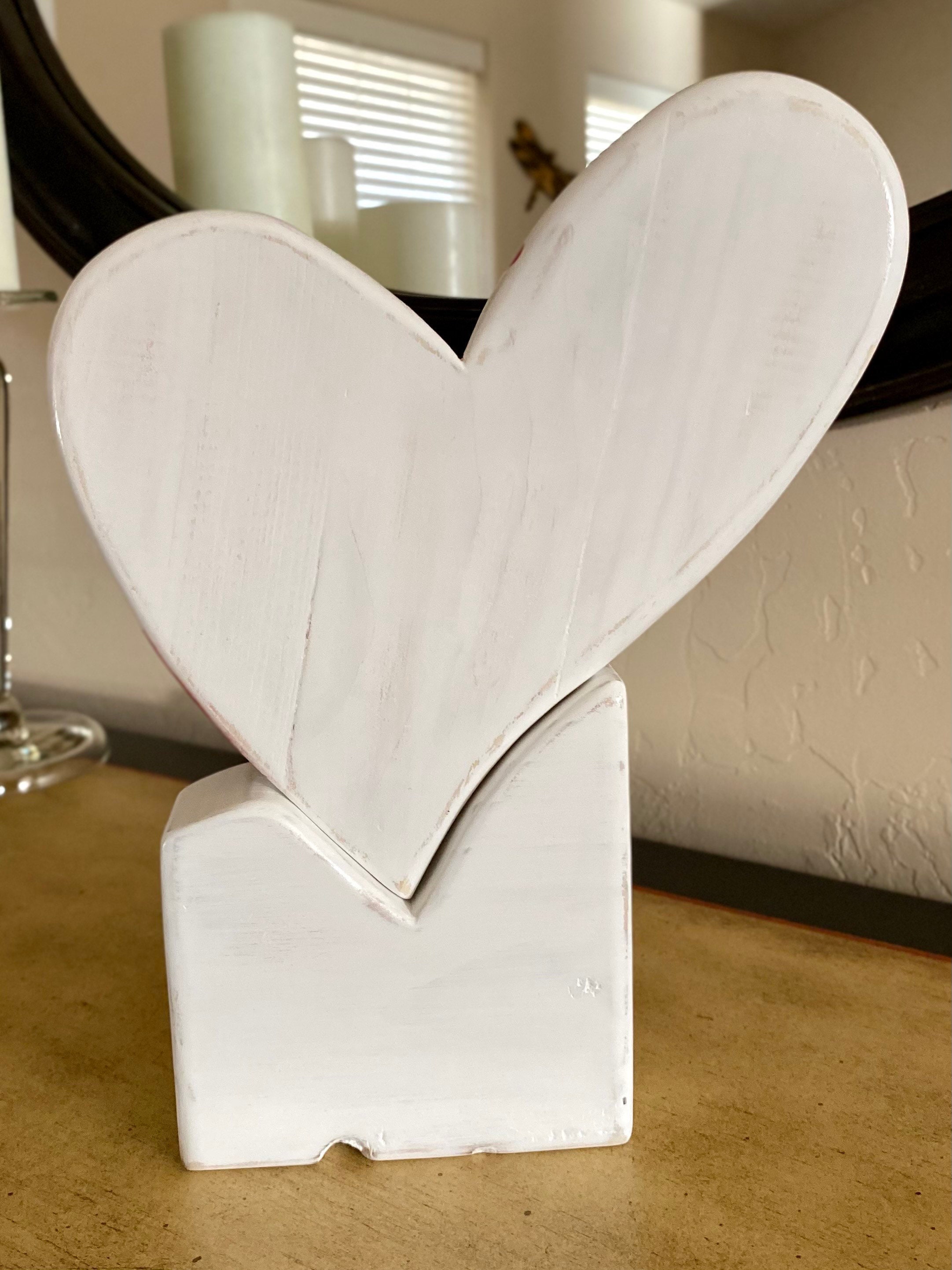 Valentine's Wood Heart W/stand Wood Heart Sign Heart - Etsy