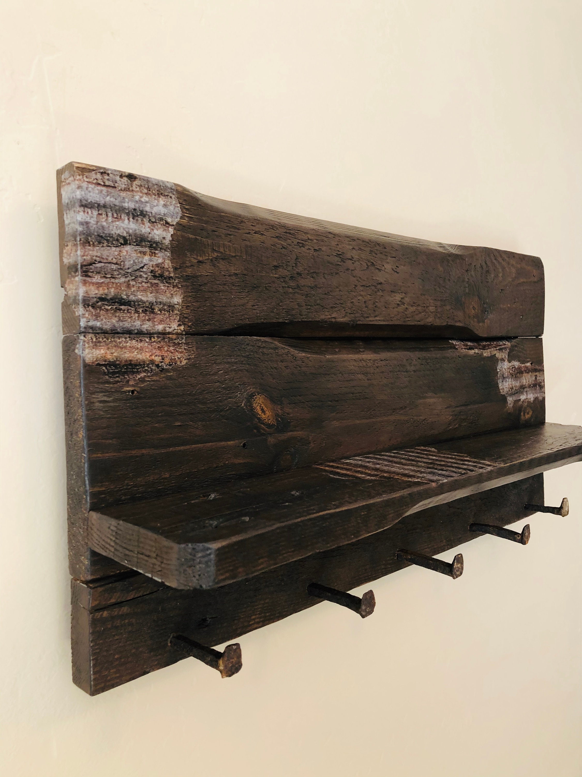 Rustic Coat Rack W/shelf Wall Mounted Coat Hanger Entryway - Etsy