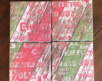 Christmas Topiaries Ceramic Tile Coasters set of 4 - Etsy