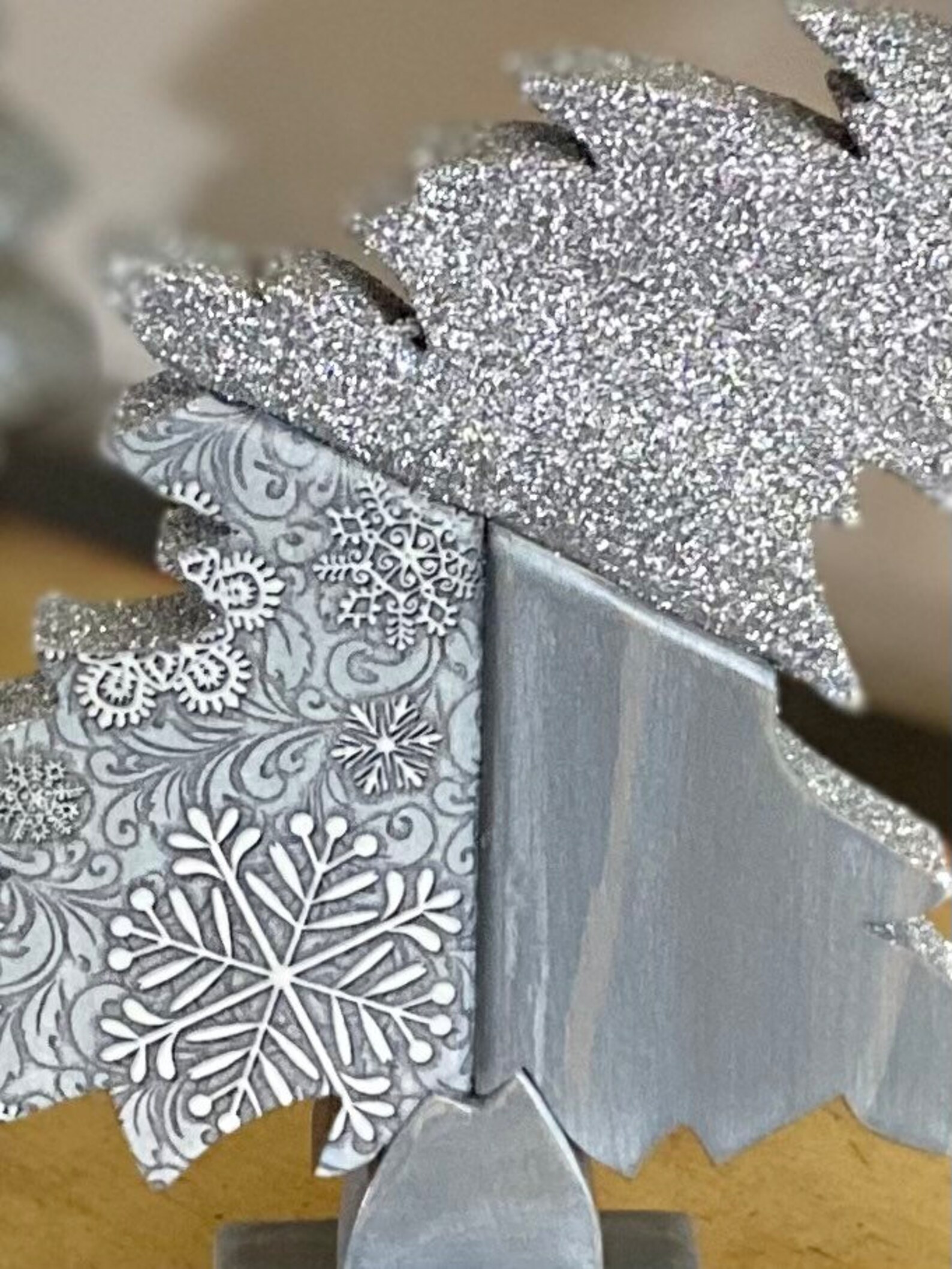 Silver/glitter Crooked Wood Christmas Tree Wood Christmas - Etsy
