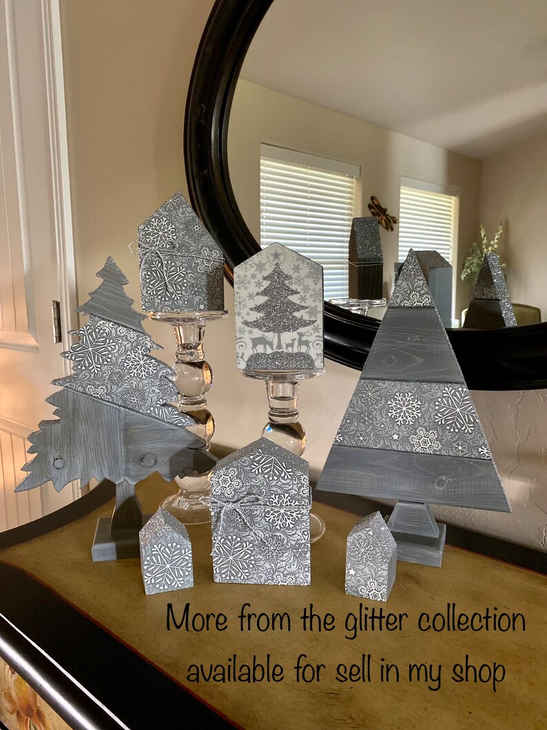 Silver/glitter Crooked Wood Christmas Tree Wood Christmas - Etsy