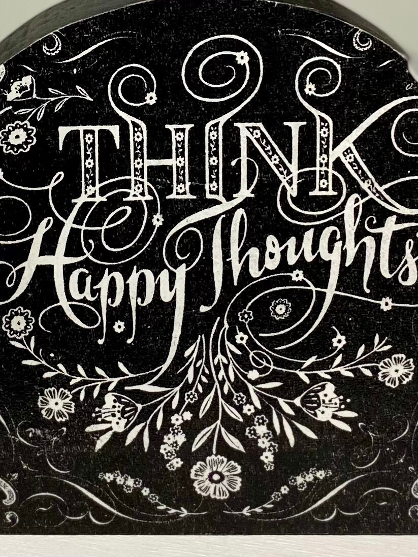 Think Happy Thoughts Mini Wood House/sign Motivational Wood - Etsy