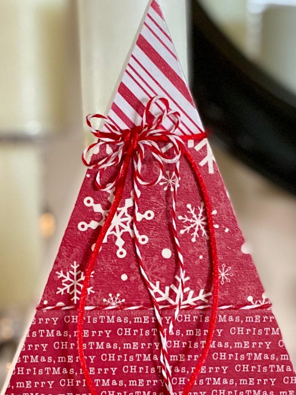 Red/white Wood Triangle Christmas Tree, Wood Christmas Tree Decor ...