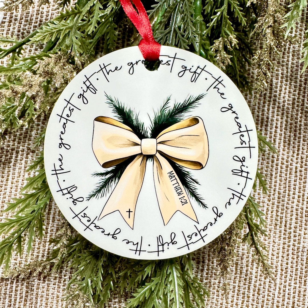 Christian Bible Verse Ornament, Christmas Bow Bible Ornament, Religious ...