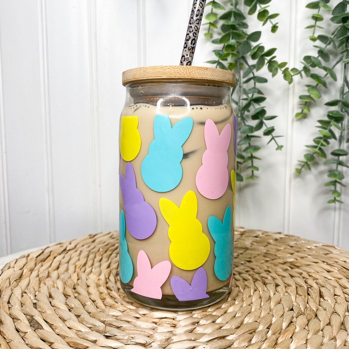 Easter Bunny Glass Mug Bunny Coffee Cup Easter Gift Soda - Etsy