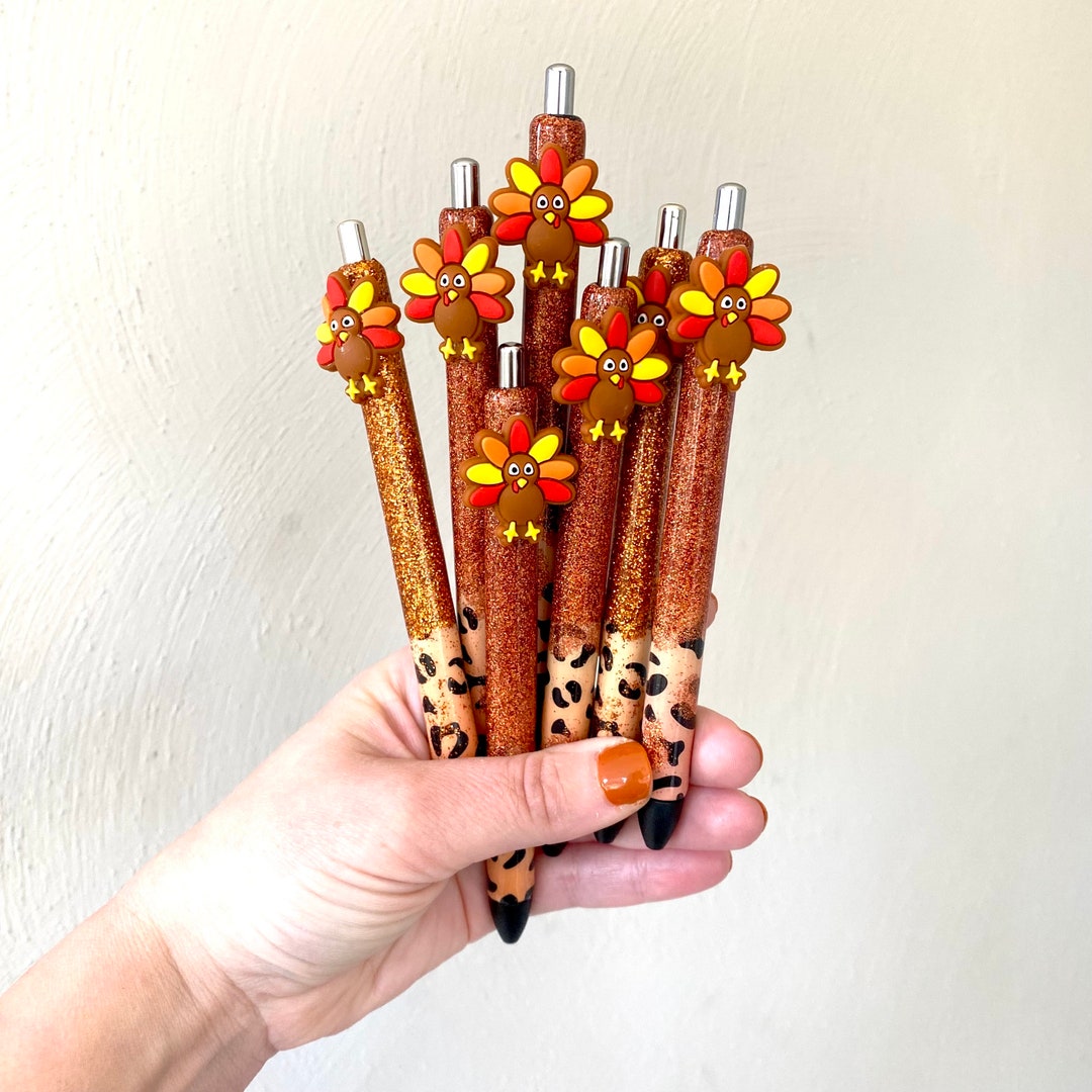 Thanksgiving Turkey Glitter Leopard Pen, Fall Pumpkin Spice Glitter Pen ...