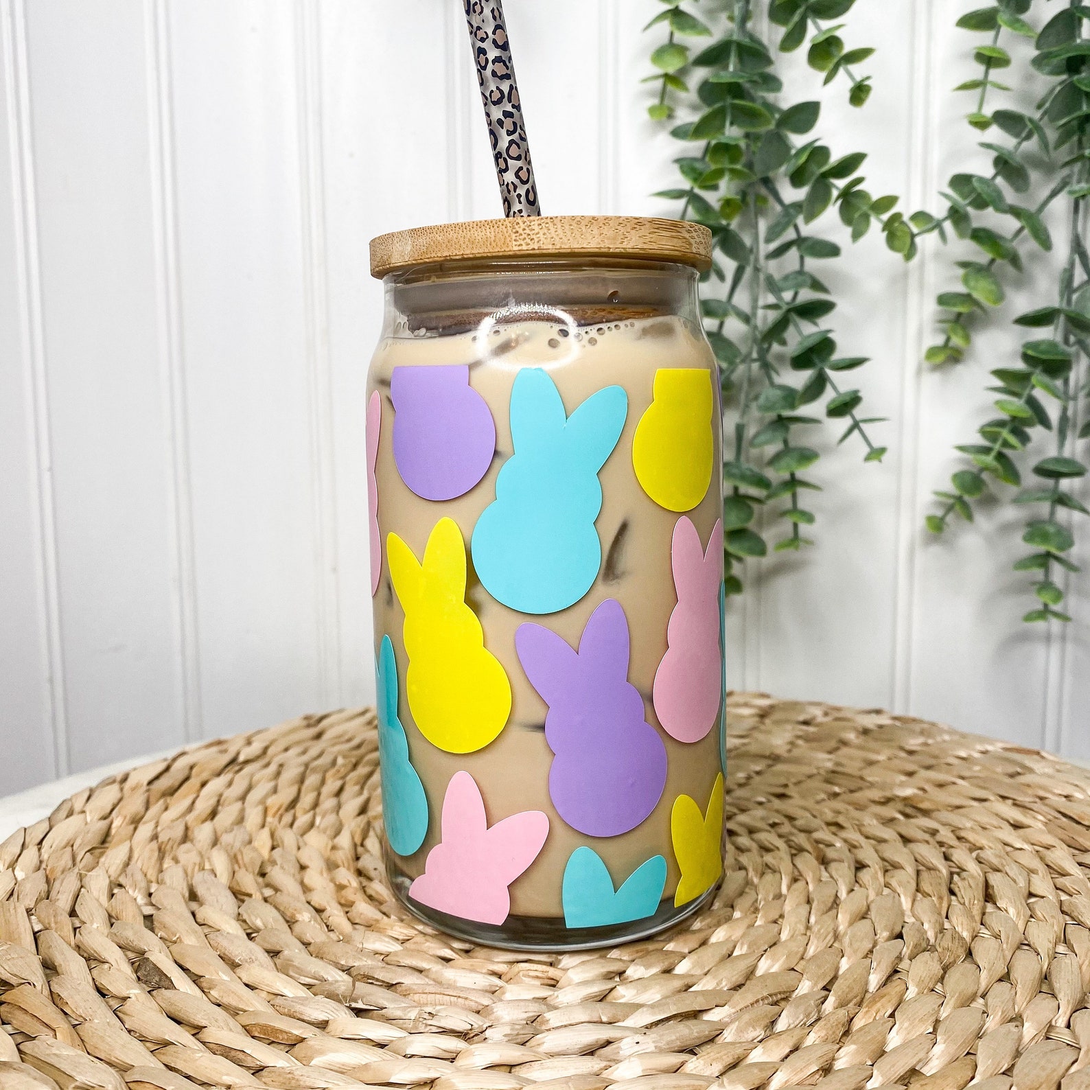 Easter Bunny Glass Mug Bunny Coffee Cup Easter Gift Soda - Etsy