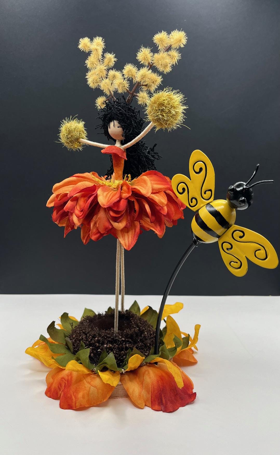 Bumble Bee Fairy, Collectible Doll, Handmade Doll, Bee, Sunflower Fairy ...