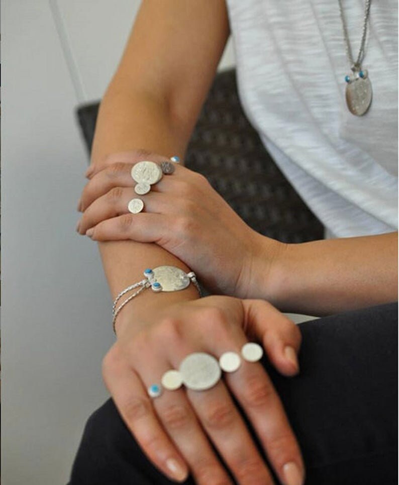 Calligraphy Silver Ring, Persian Calligraphy Double Coins Poem Rumi ...