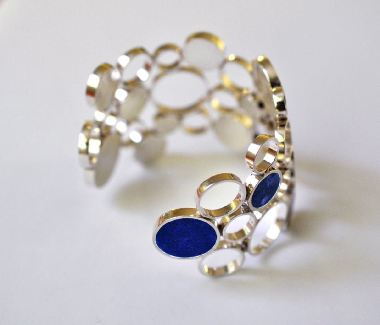 Wide Cuff Lapis Lazuli on 925 Sterling Silver Statement Cuff - Etsy