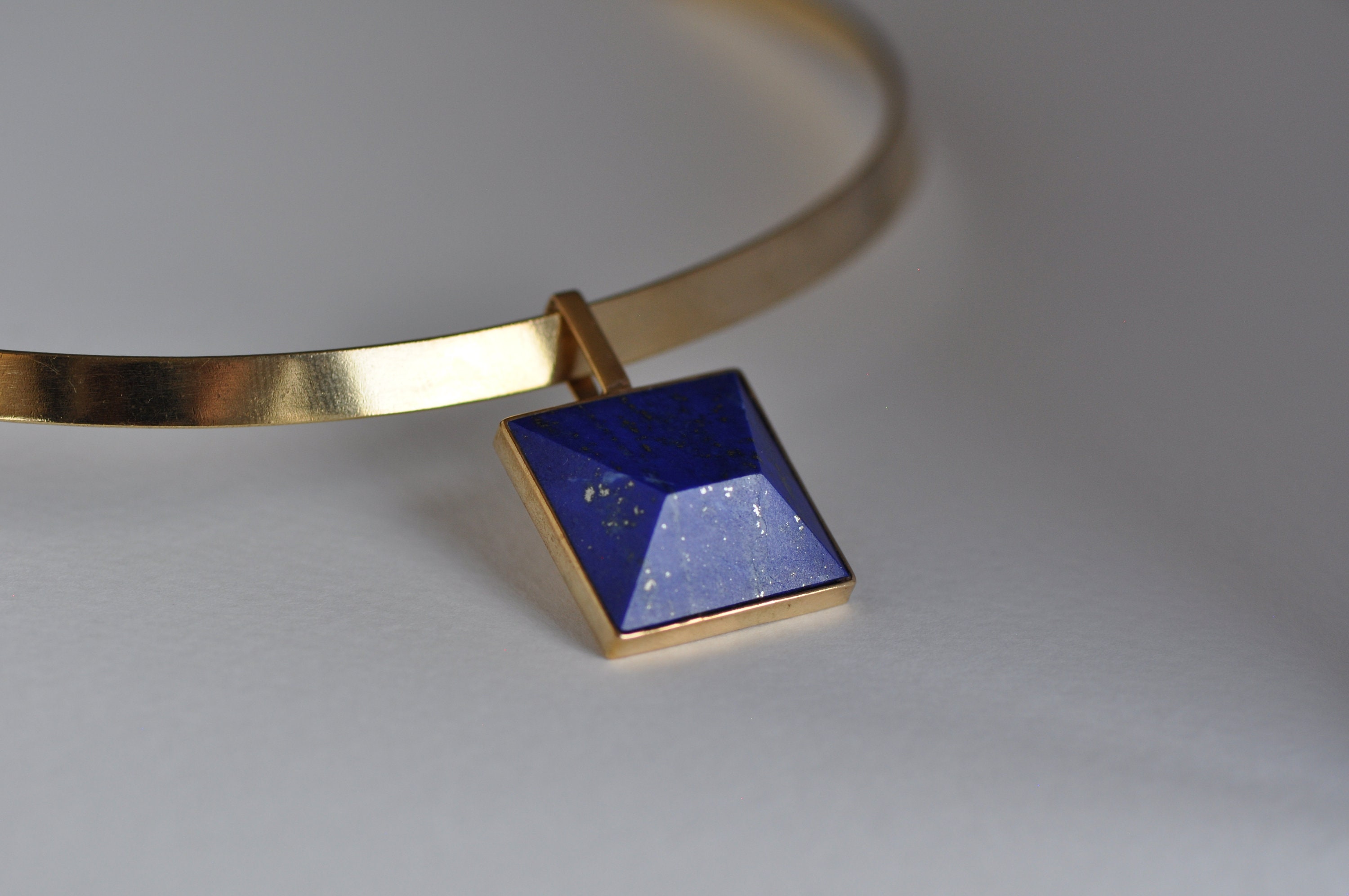 Finest Lapis Lazuli Gem on Brass Chocker, Block Modern Statement ...