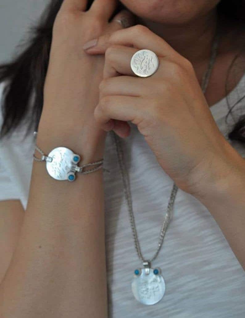 Calligraphy Engraving 925 Silver Ring Persian Calligraphy - Etsy UK