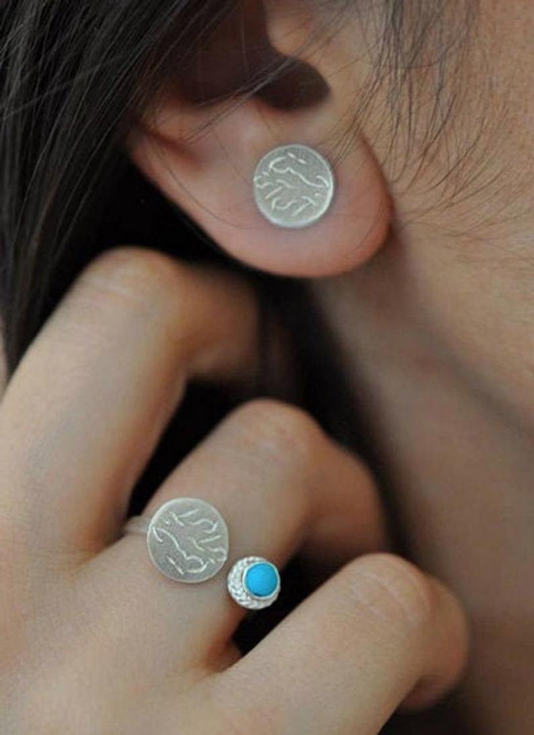 Calligraphy Silver Stud Earrings Persian Calligraphy Poem Rumi ...