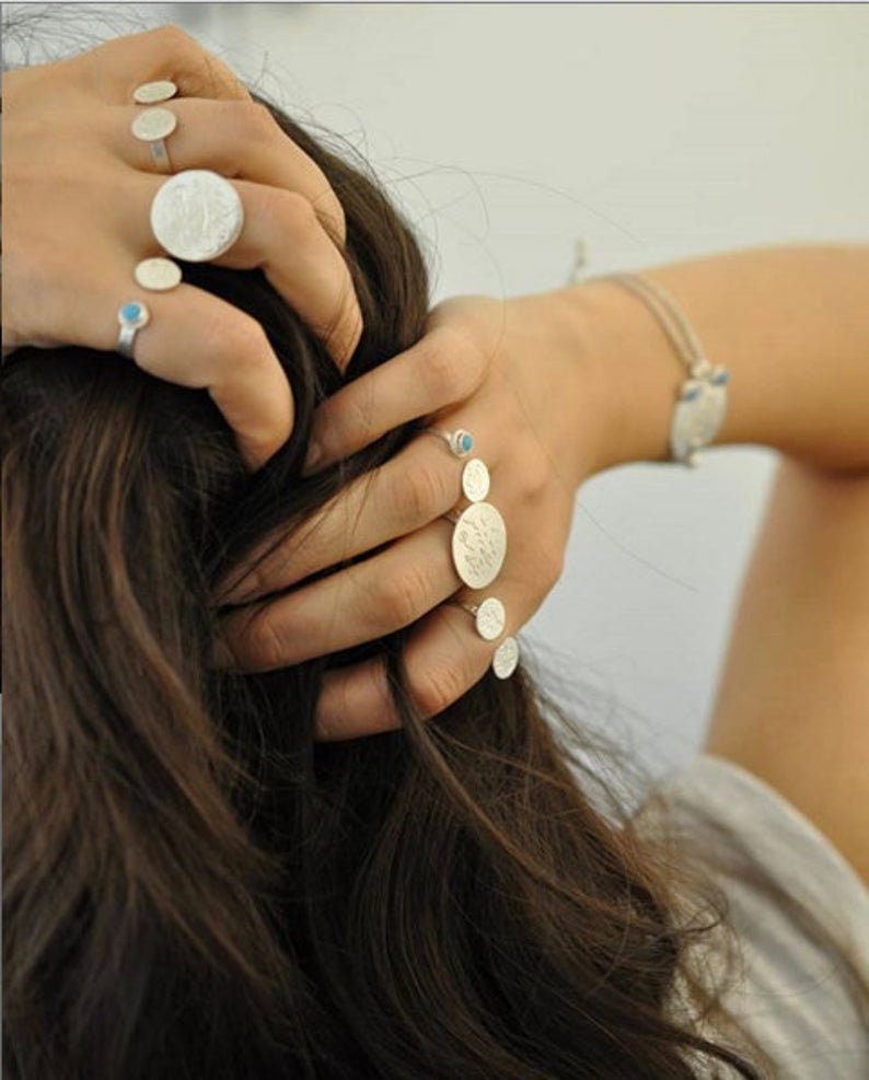 Calligraphy Silver Ring, Persian Calligraphy Double Coins Poem Rumi ...