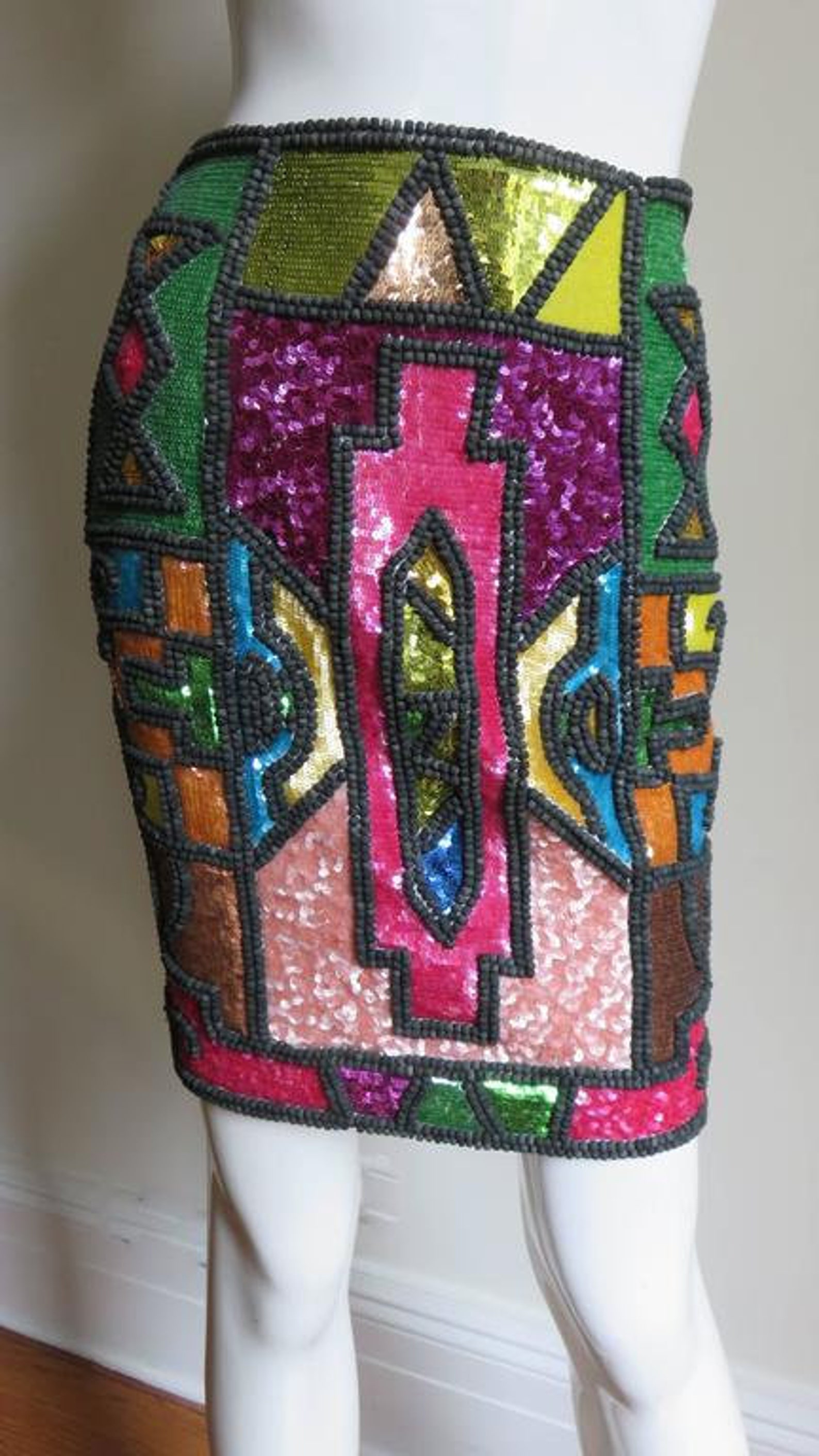Designer Todd Oldham Couture VTG Holiday Party Sequined Skirt-a ...