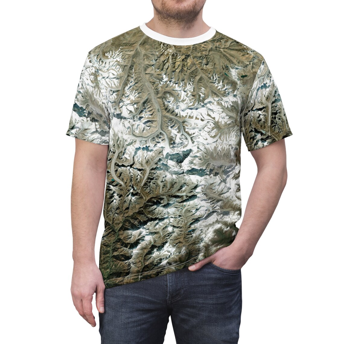 Mount Everest, China, Nepal Mountain Map T-shirt, Unisex Men Women ...