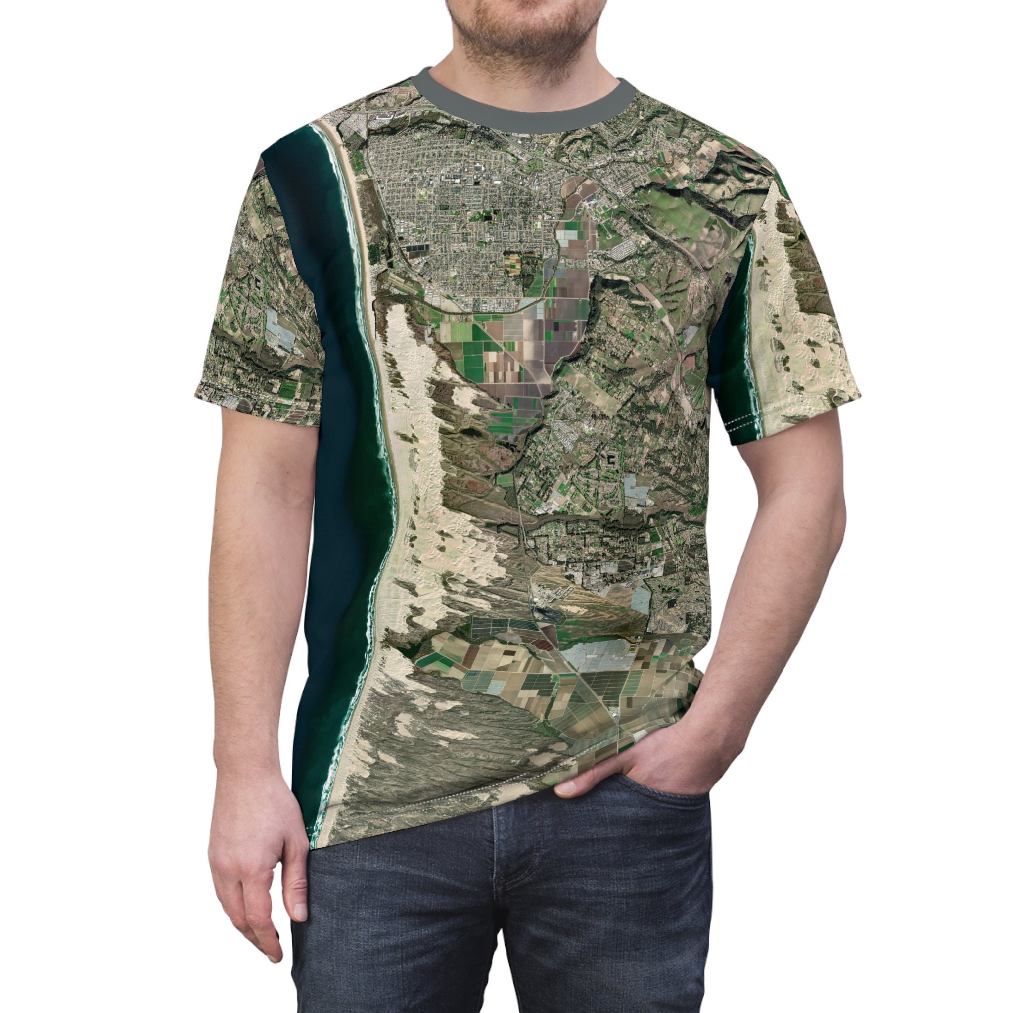 Pismo Beach, California Map T-shirt, Unisex Men Women Tshirt Tee ...