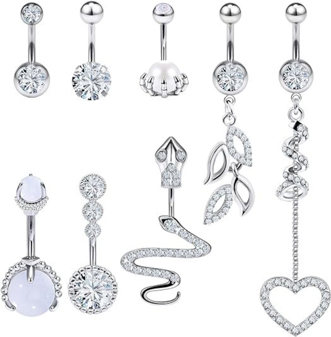 Vsnnsns 14G Belly Button Rings Belly Rings for Women Stainless Steel CZ ...