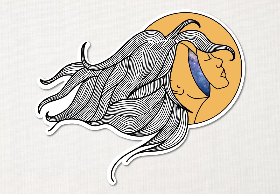 Galaxy Girl Sticker, Women, Strength, Complex, Space, Unique, Profile ...