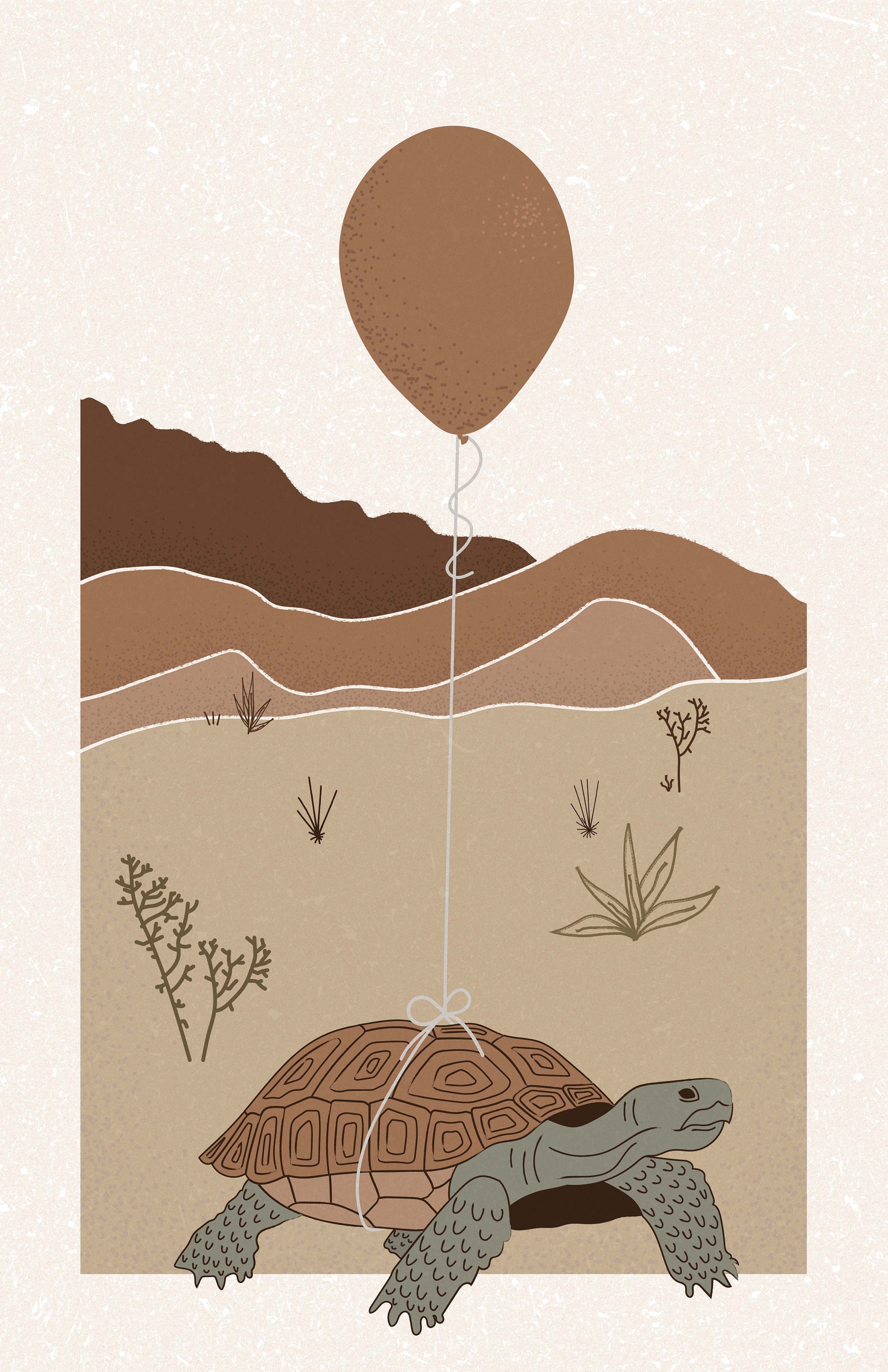 Desert Tortoise With Balloon, Printable Poster, Digital Download, Funny ...