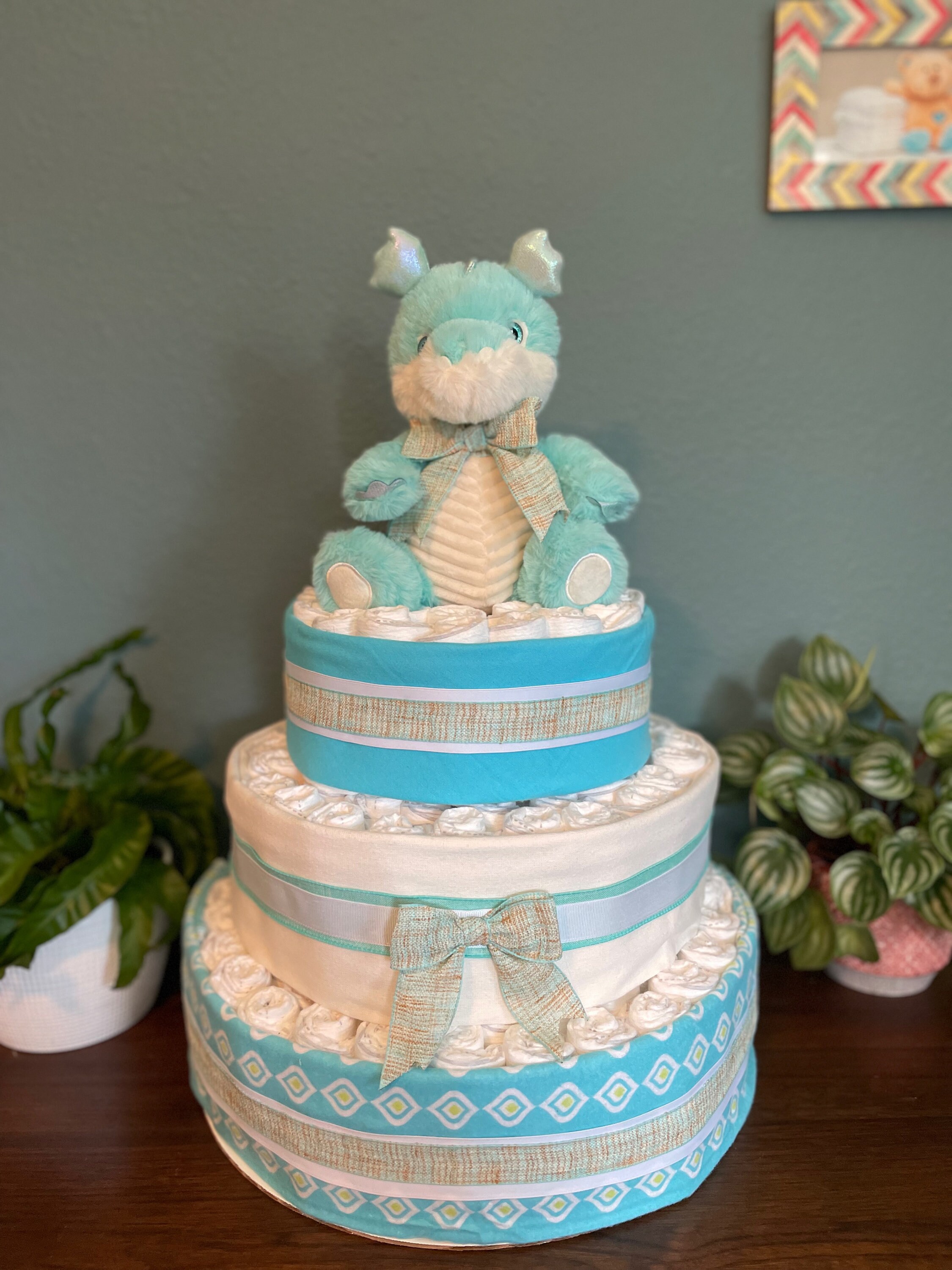 Dashing Blue Dragon Diaper Cake- 3 Tier - Etsy