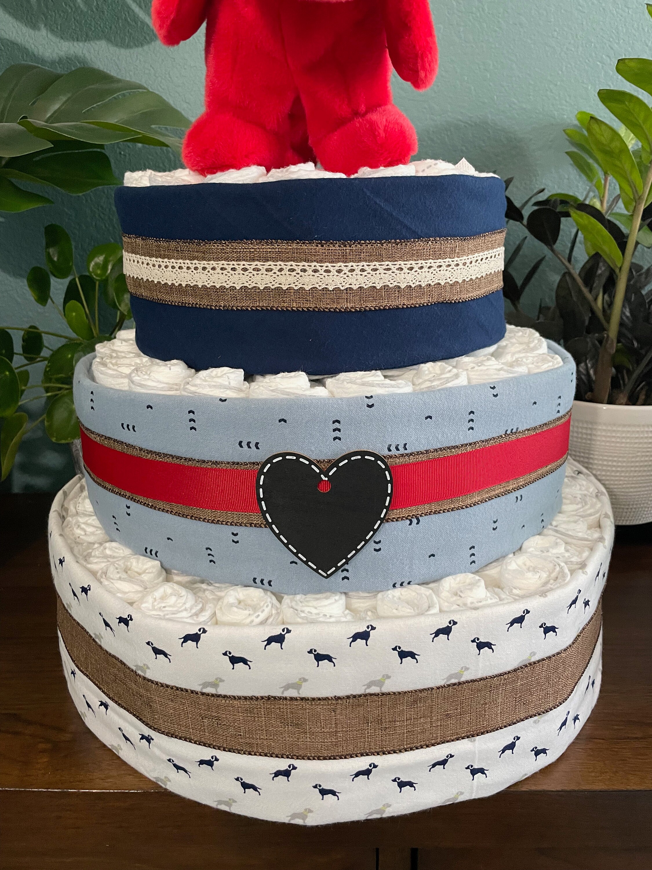 Red Dog Diaper Cake- 3 Tier - Etsy