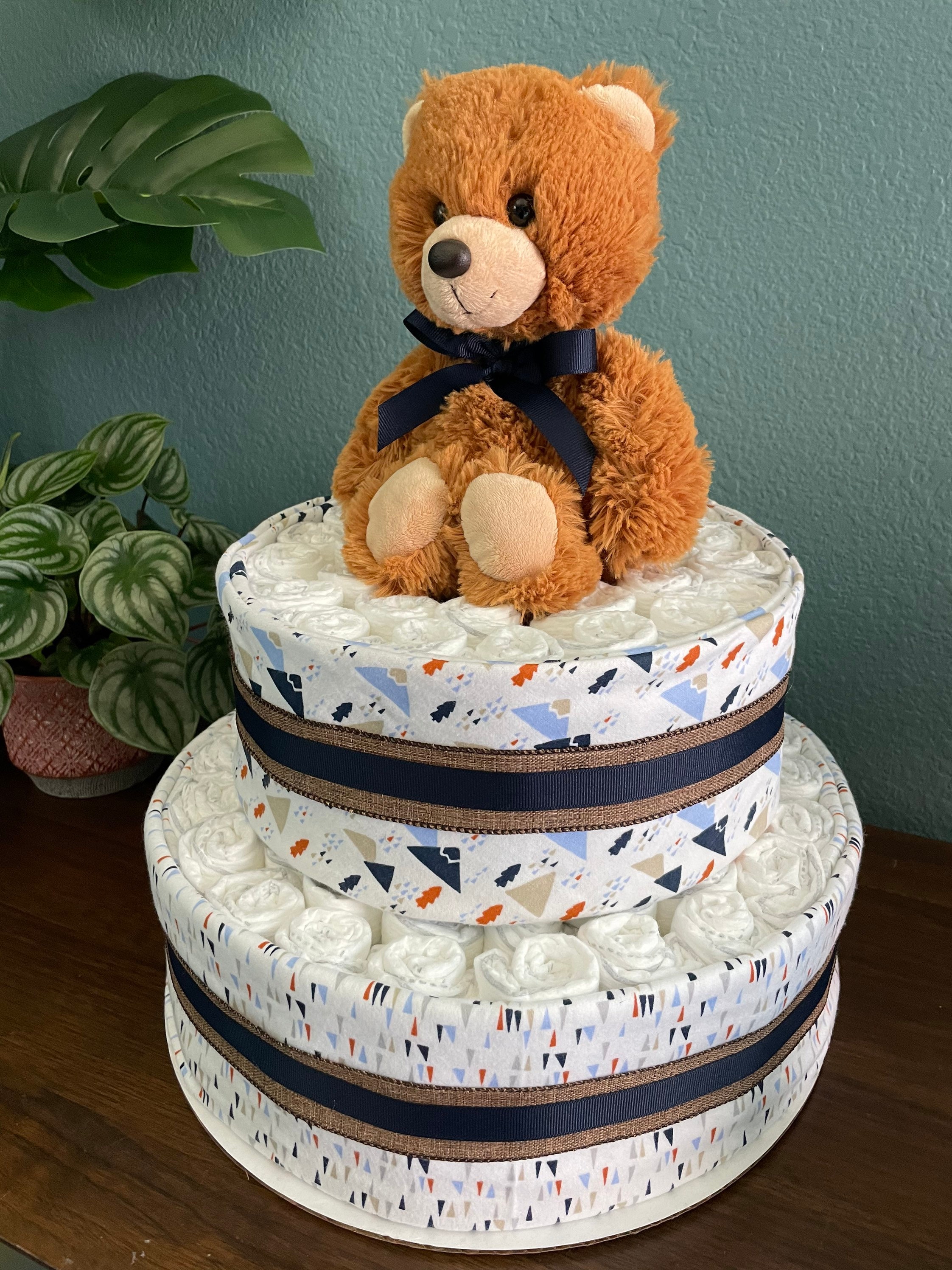 Brown Bear Diaper Cake- 2 Tier - Etsy