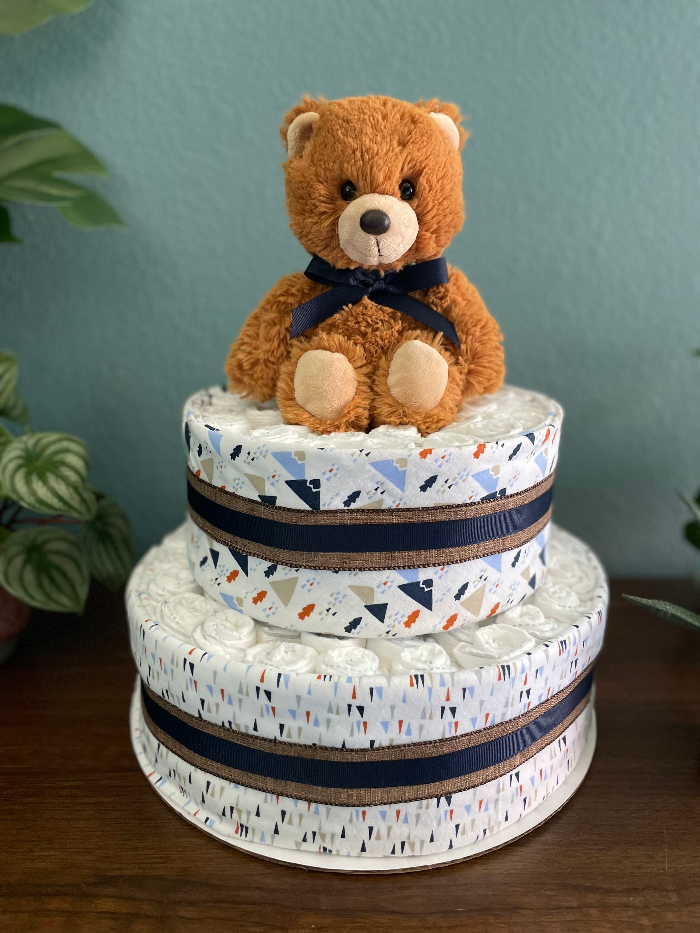 Brown Bear Diaper Cake- 2 Tier - Etsy