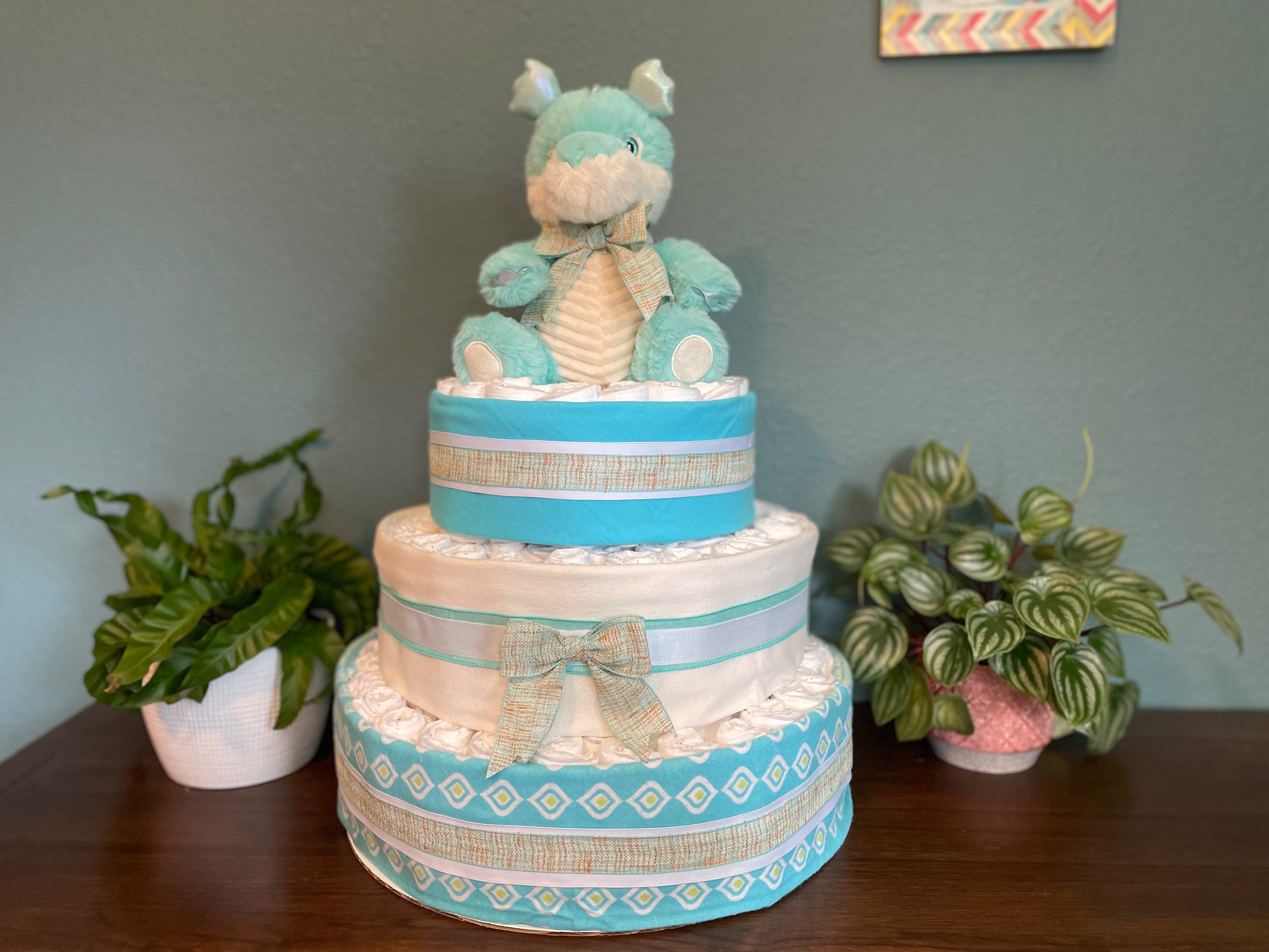 Dashing Blue Dragon Diaper Cake- 3 Tier - Etsy