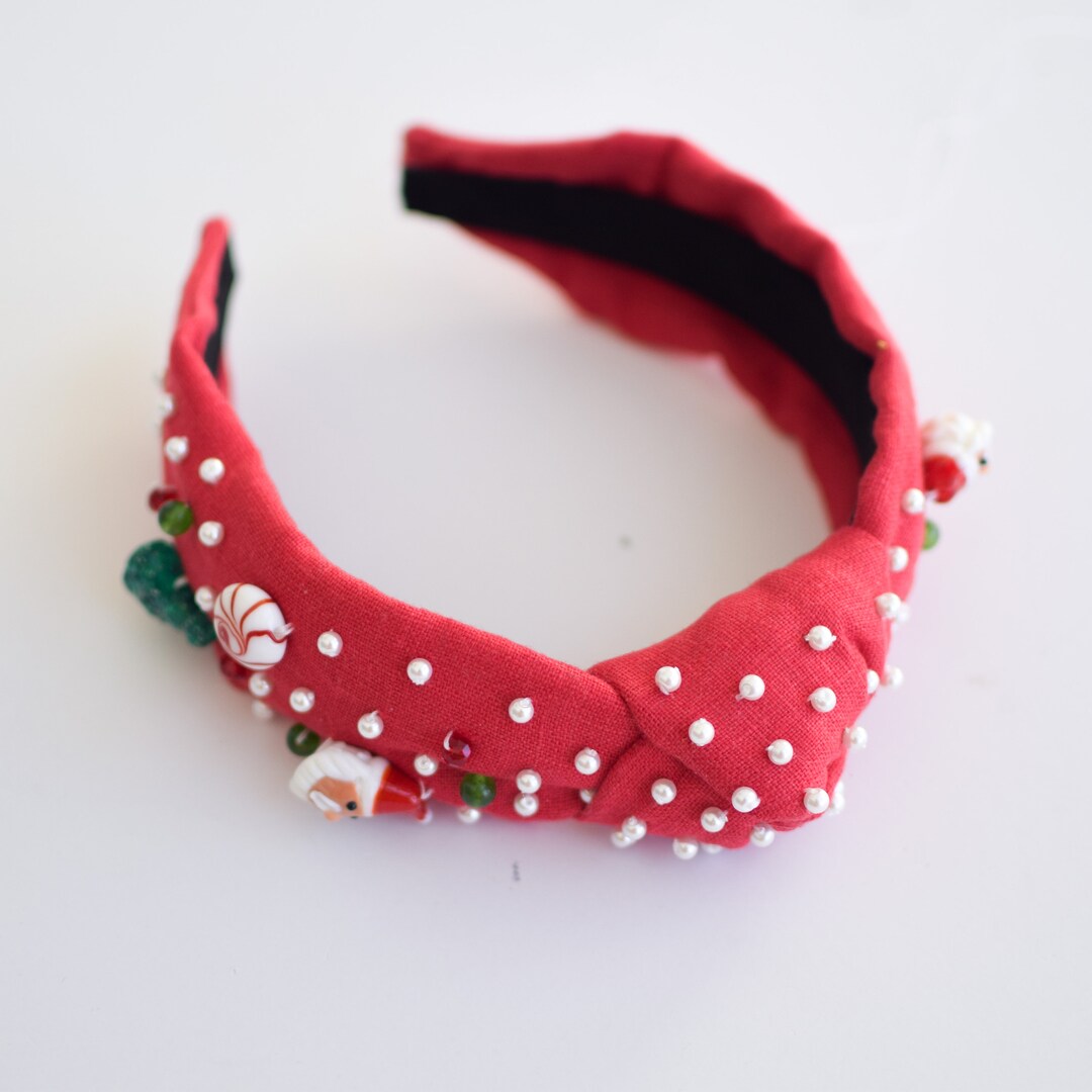 Santa Embellished Knotted Headband, Christmas Headband, Women's ...