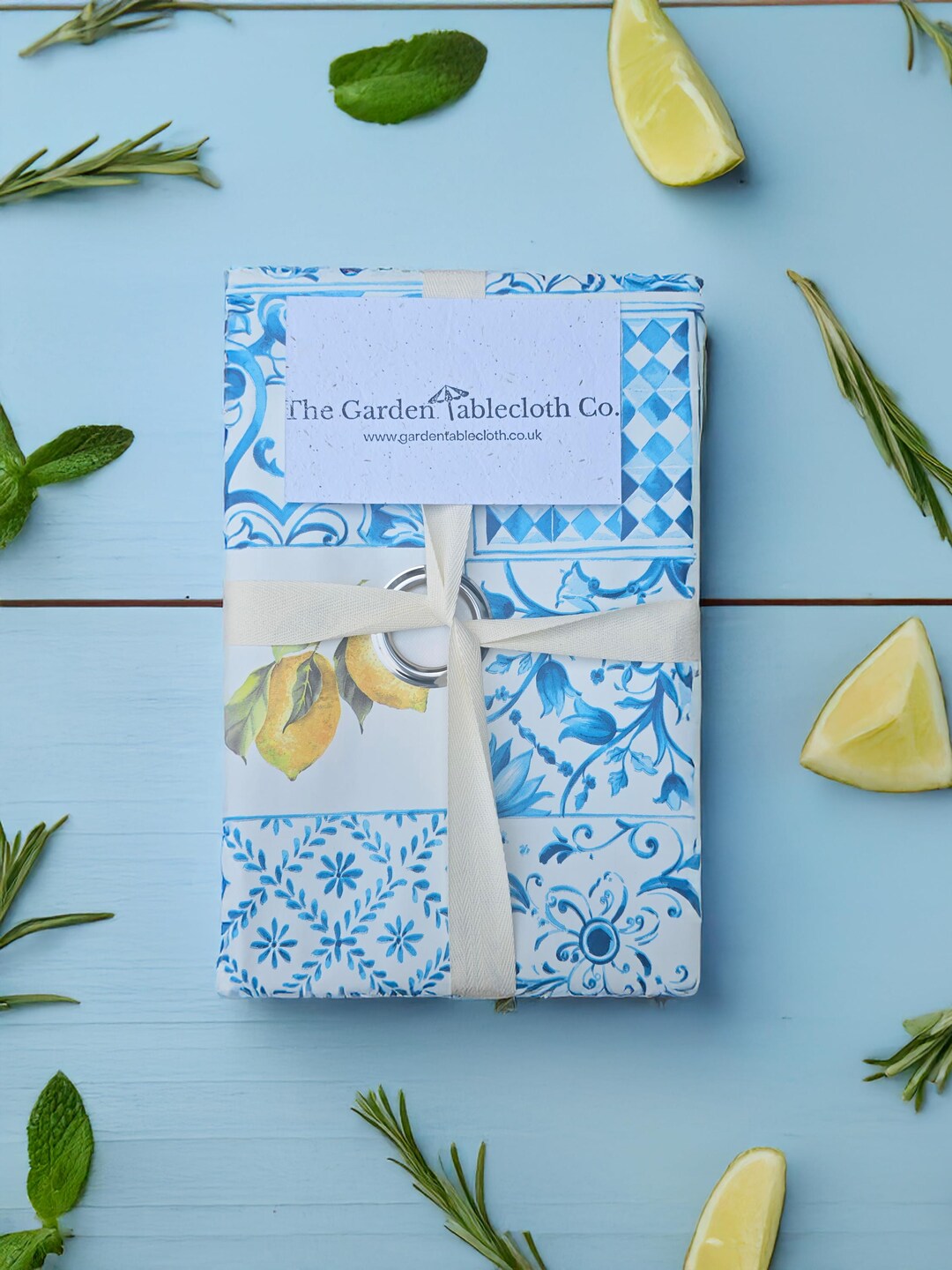 Mediterranean Lemon Tile Outdoor Garden Tablecloth WITH Parasol Hole ...