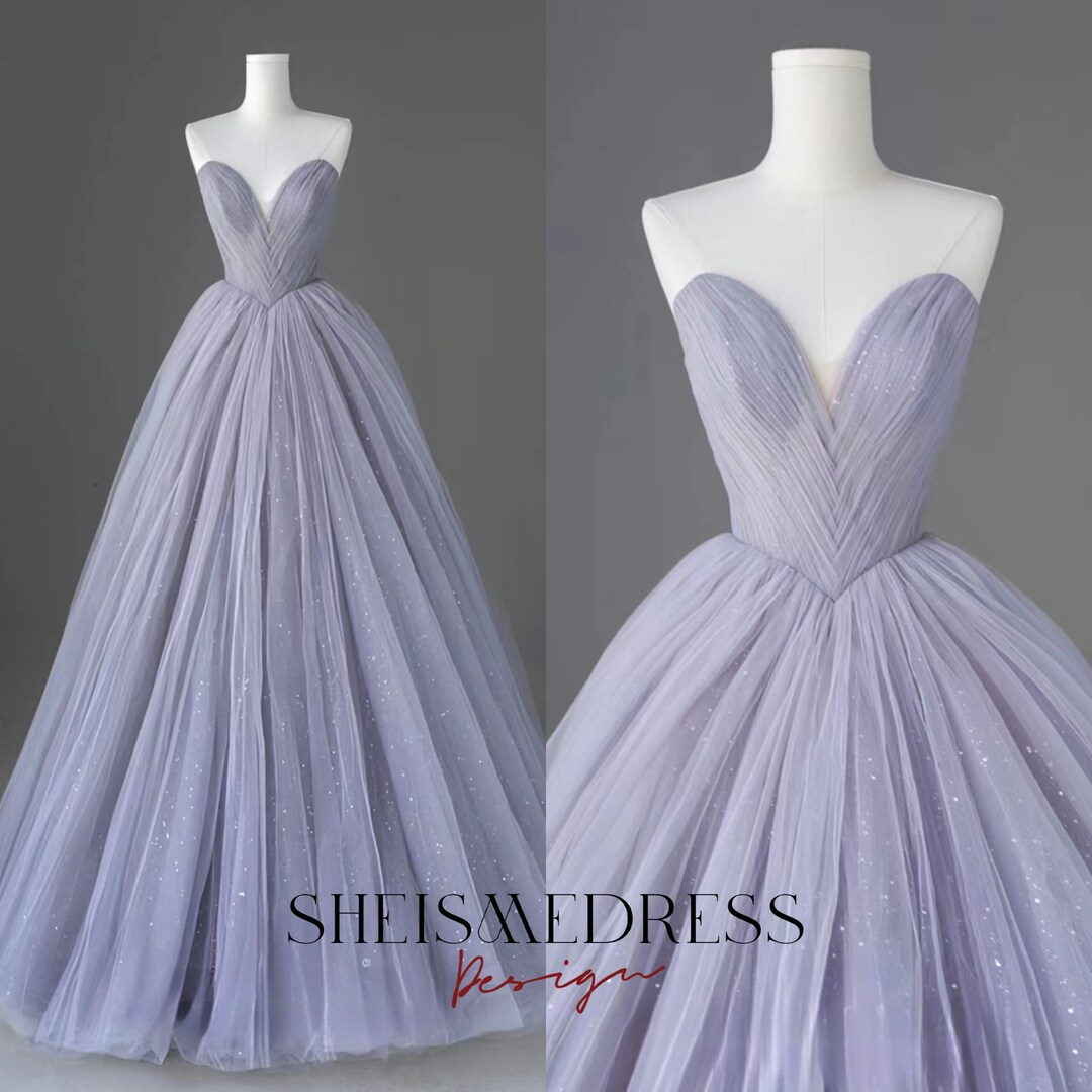 A Line Prom Dress, Tulle Prom Gown, Custom Evening Dress, Strapless ...