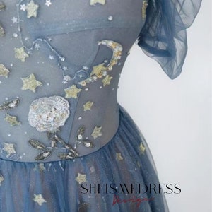 Beautiful Starry Sky Lace Prom Dresses A-line Princess Tulle Short ...