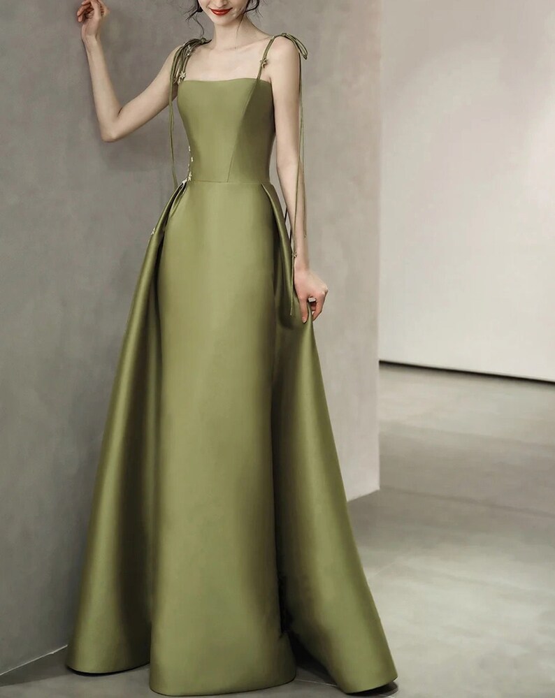 Spaghetti Straps Satin Prom Dress A Line Simple Floor Length Etsy