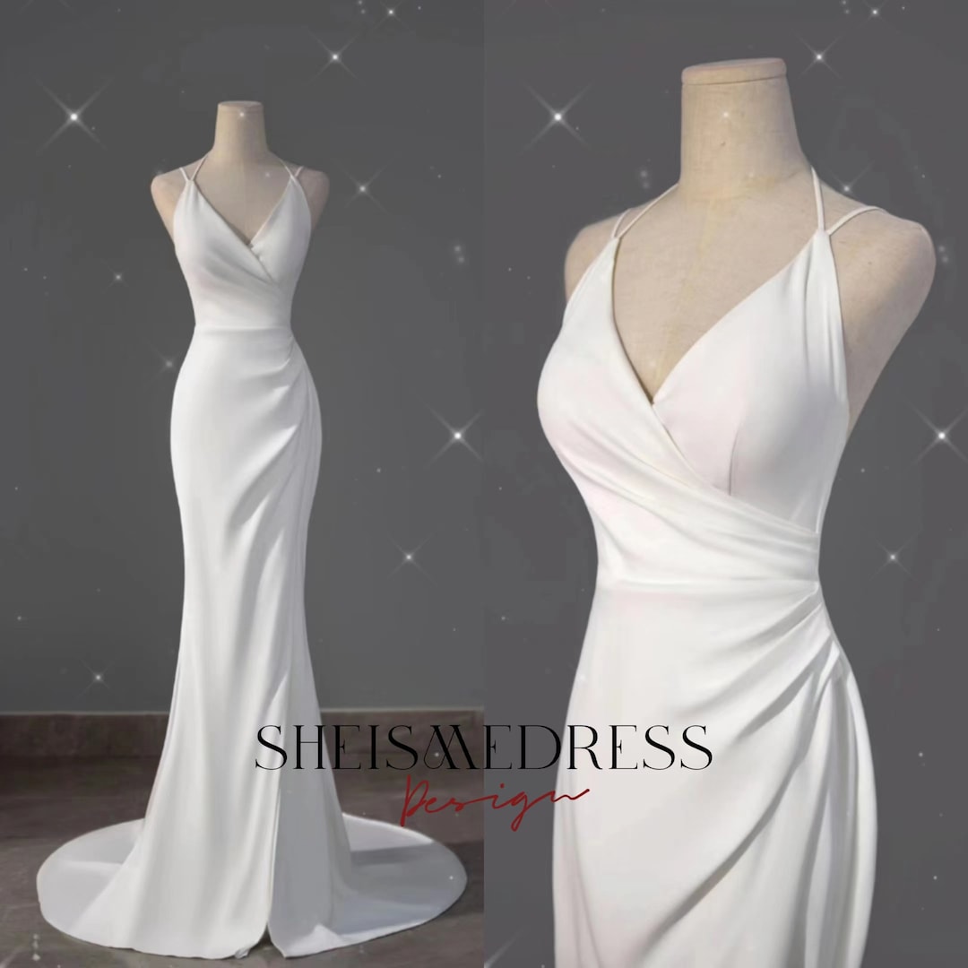 Mermaid Lace Long Wedding Dress, up Back Bridal Gown Simple Bridal Gown ...