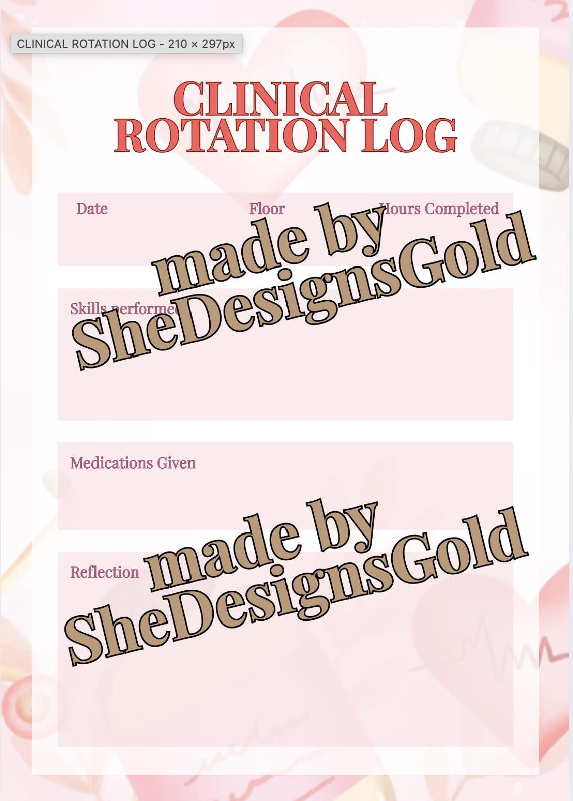 Aesthetic Clinical Rotation Log for Nursing Students | Digital Planner ...
