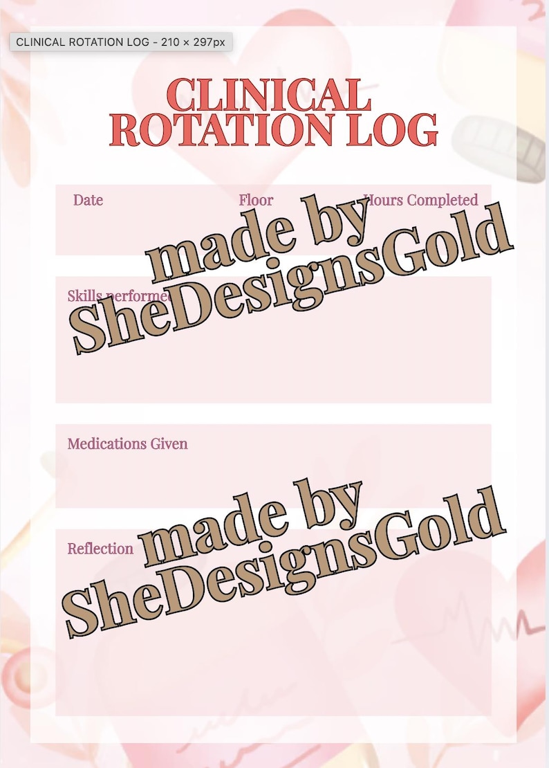 Aesthetic Clinical Rotation Log for Nursing Students | Digital Planner ...