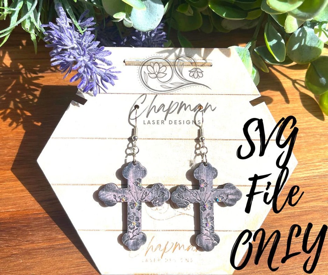 Cross Earring SVG / Floral Cross / Easter Earring / Laser Cut File ...