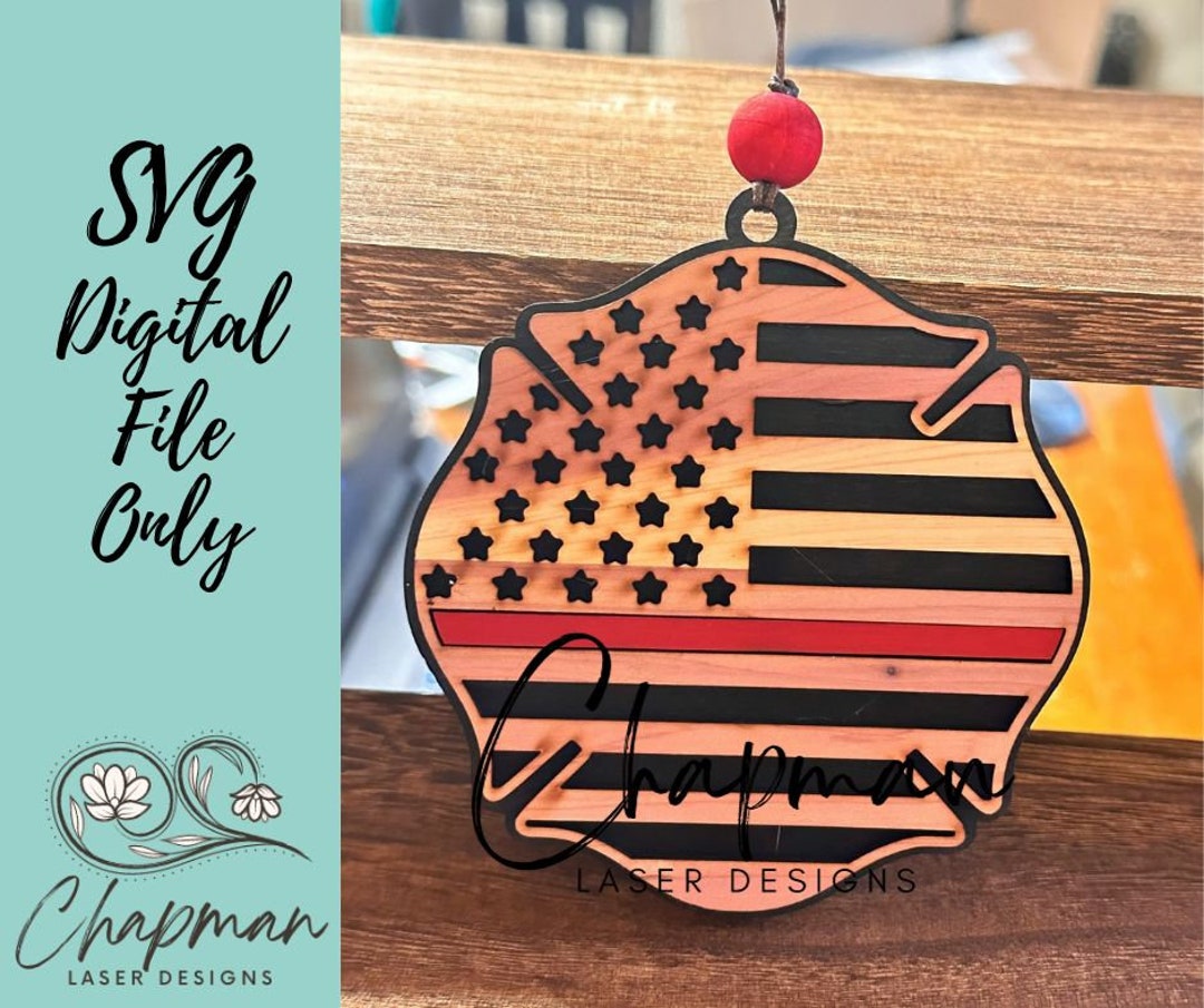 Fire Fighter Shield Ornament Laser Cut File - SVG File - Etsy
