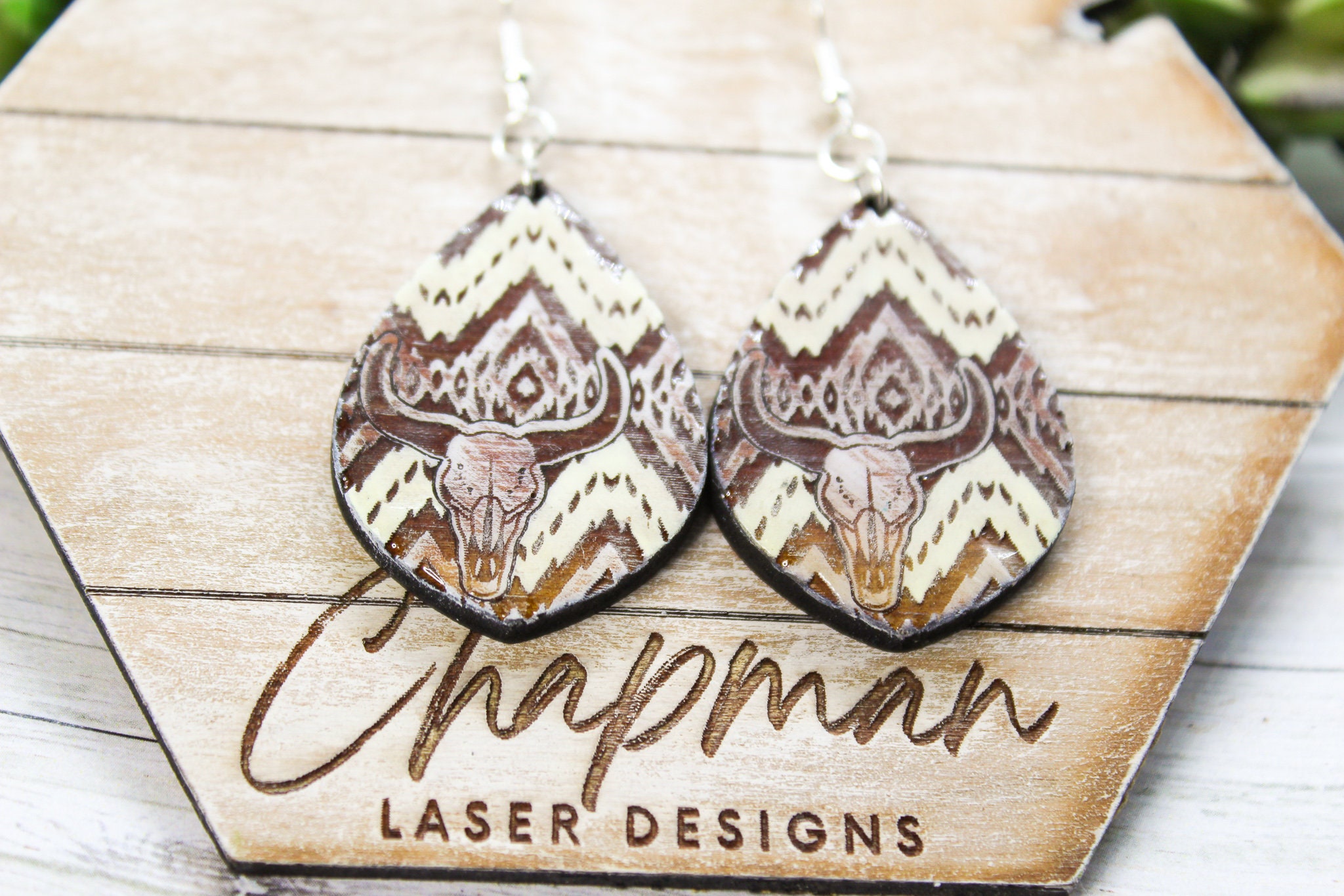 Aztec Bull Skull Earring SVG / Digital Earring Laser Engrave - Etsy