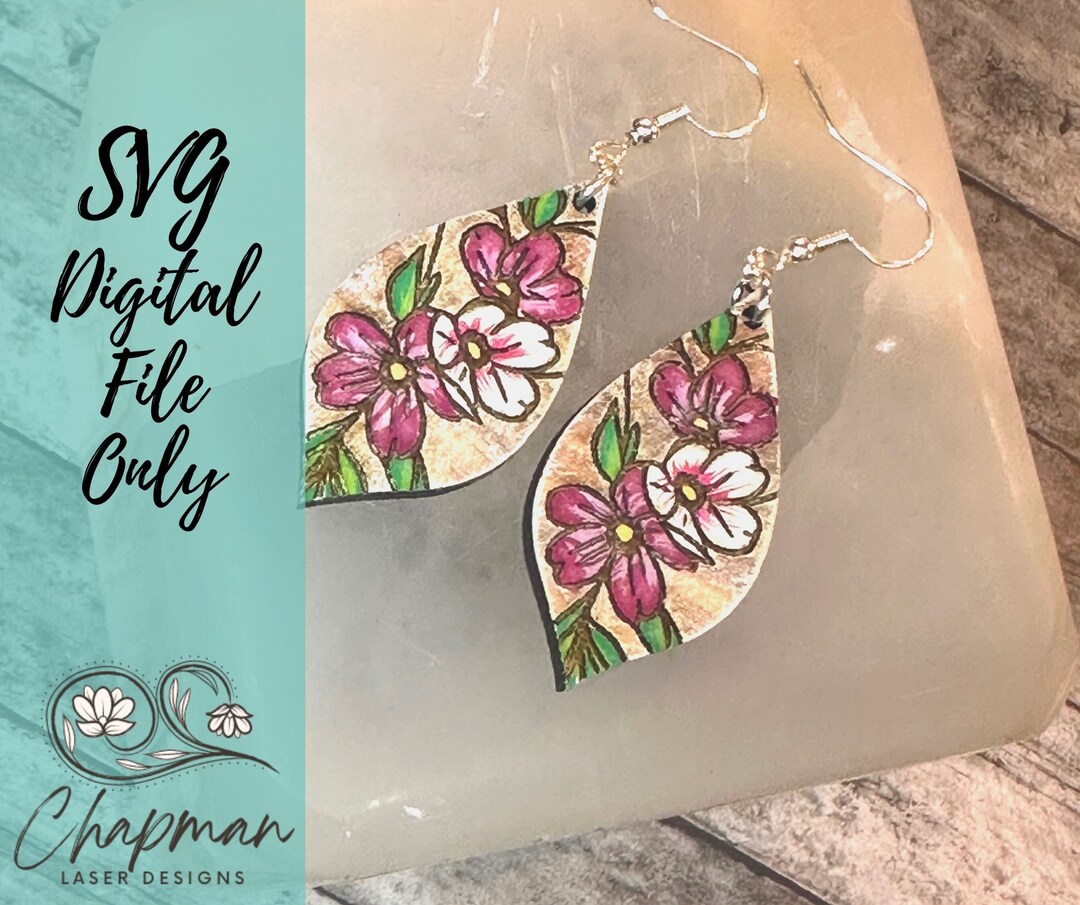 Floral Design Earrings SVG / Laser Earring File / Earring SVG / Flower ...