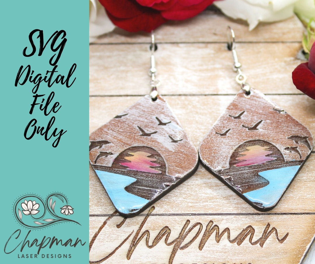 Earring SVG File / Laser File / Beach Earring File / Sunset Beach File ...